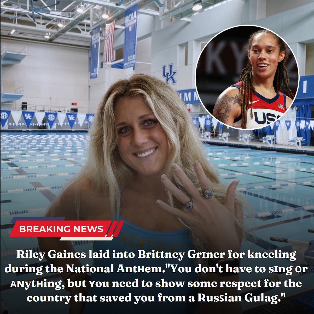 Riley Gaines Criticizes Brittney Griner for Kneeling During Anthem ...