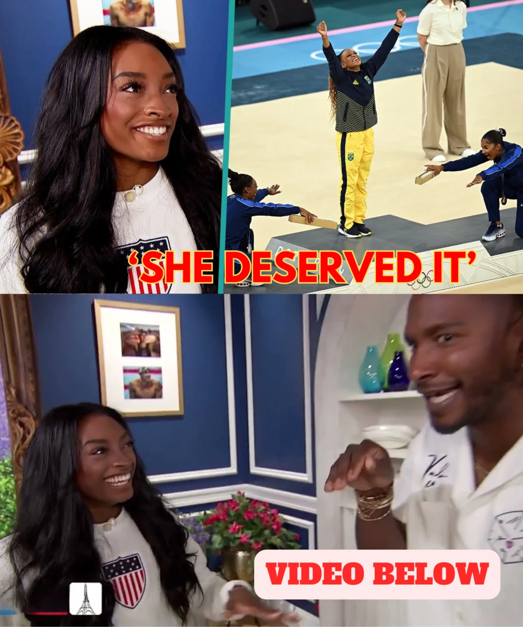 Simone Biles shares story behind bowing to Rebeca Andrade with Jordan ...