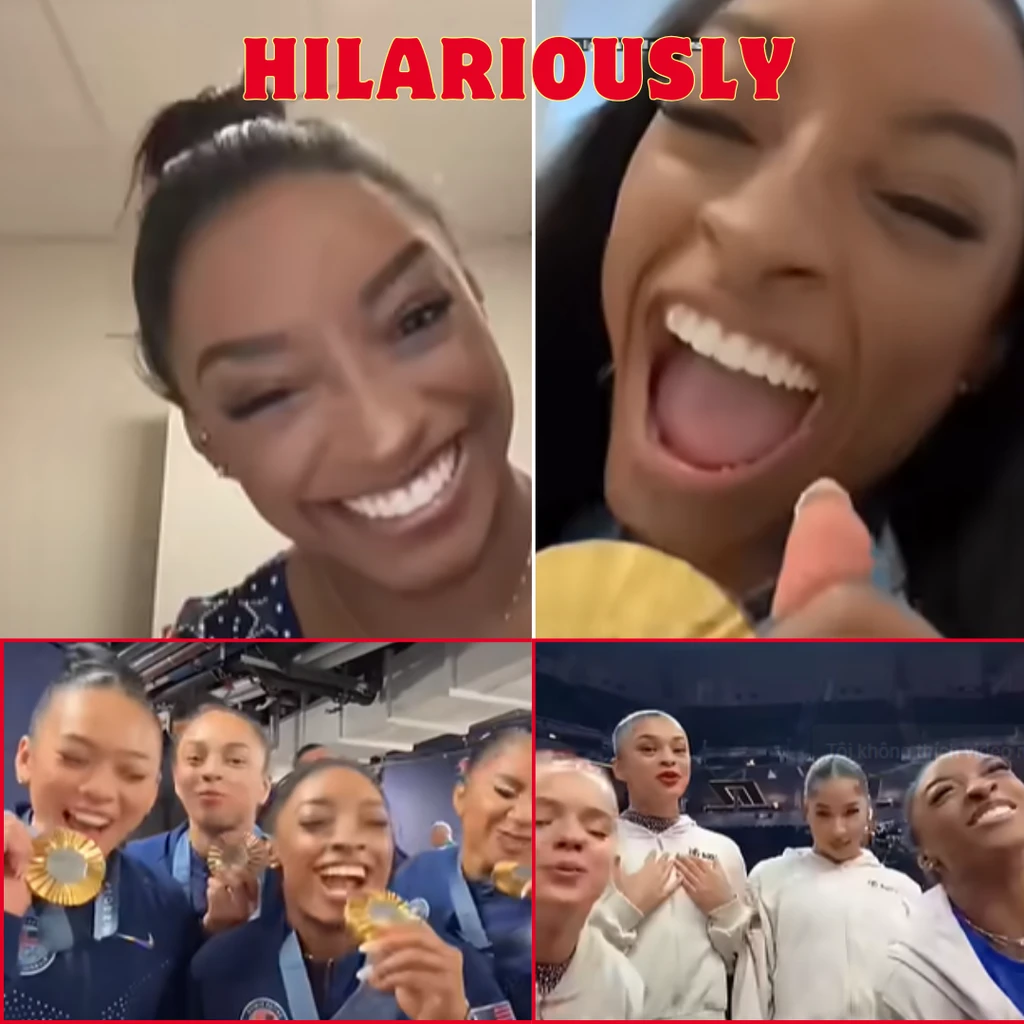 Simone Biles Hilariously Celebrates Winning GOLD At Paris Olympics! - News