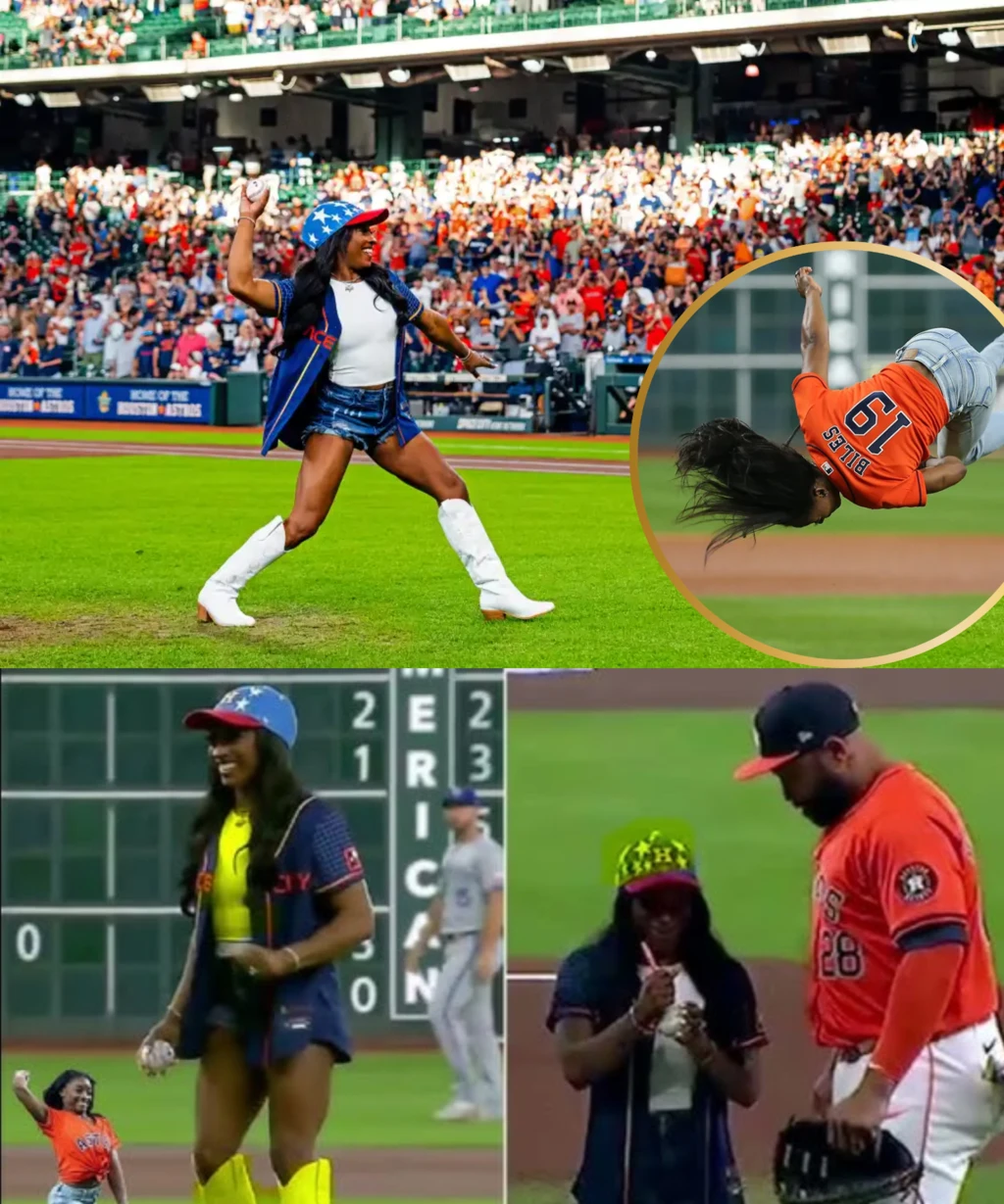 Simone Biles Stuns with First Pitch at Astros Game, Followed by ...