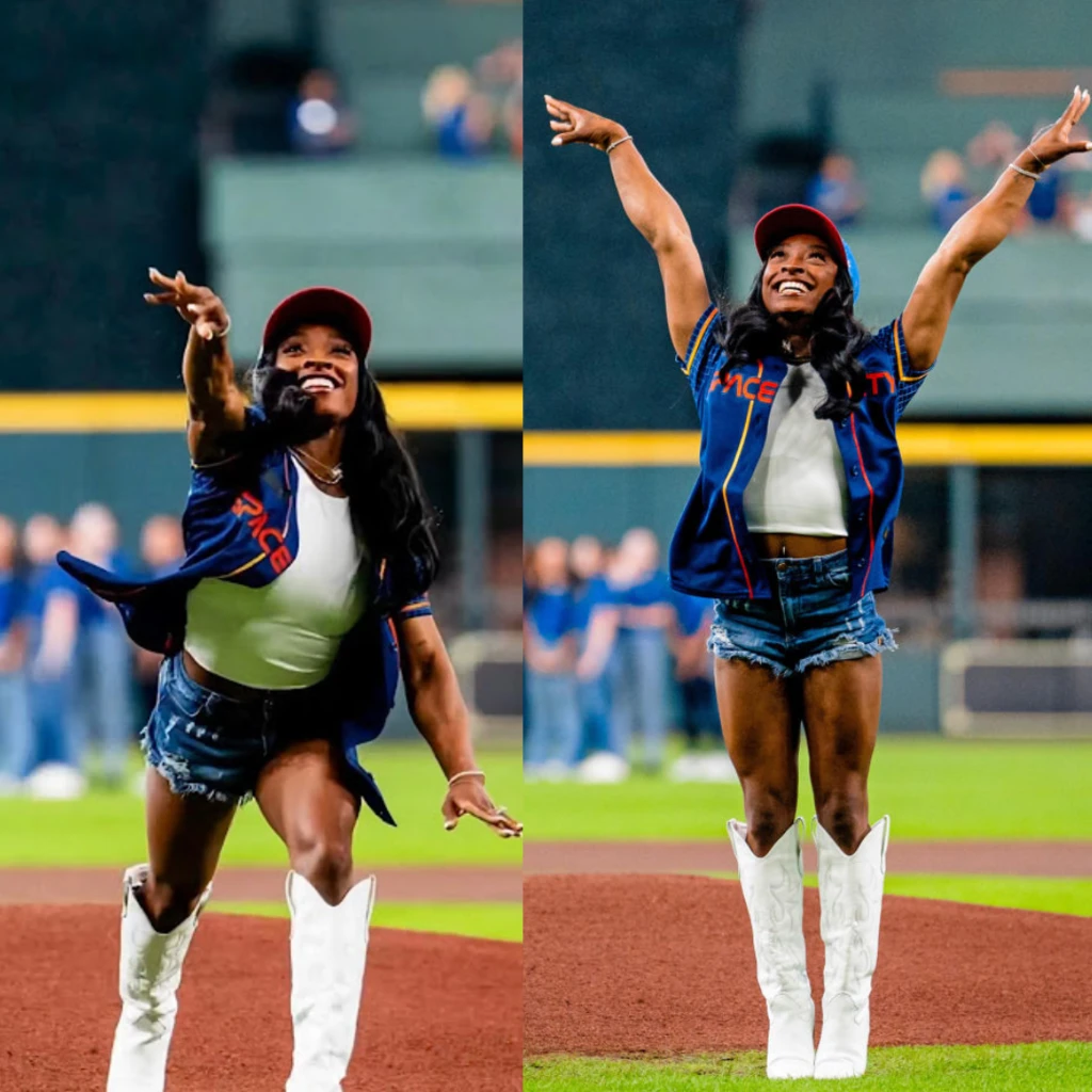 Simone Biles Threw Out The First Pitch At Astros Game Before Getting ...