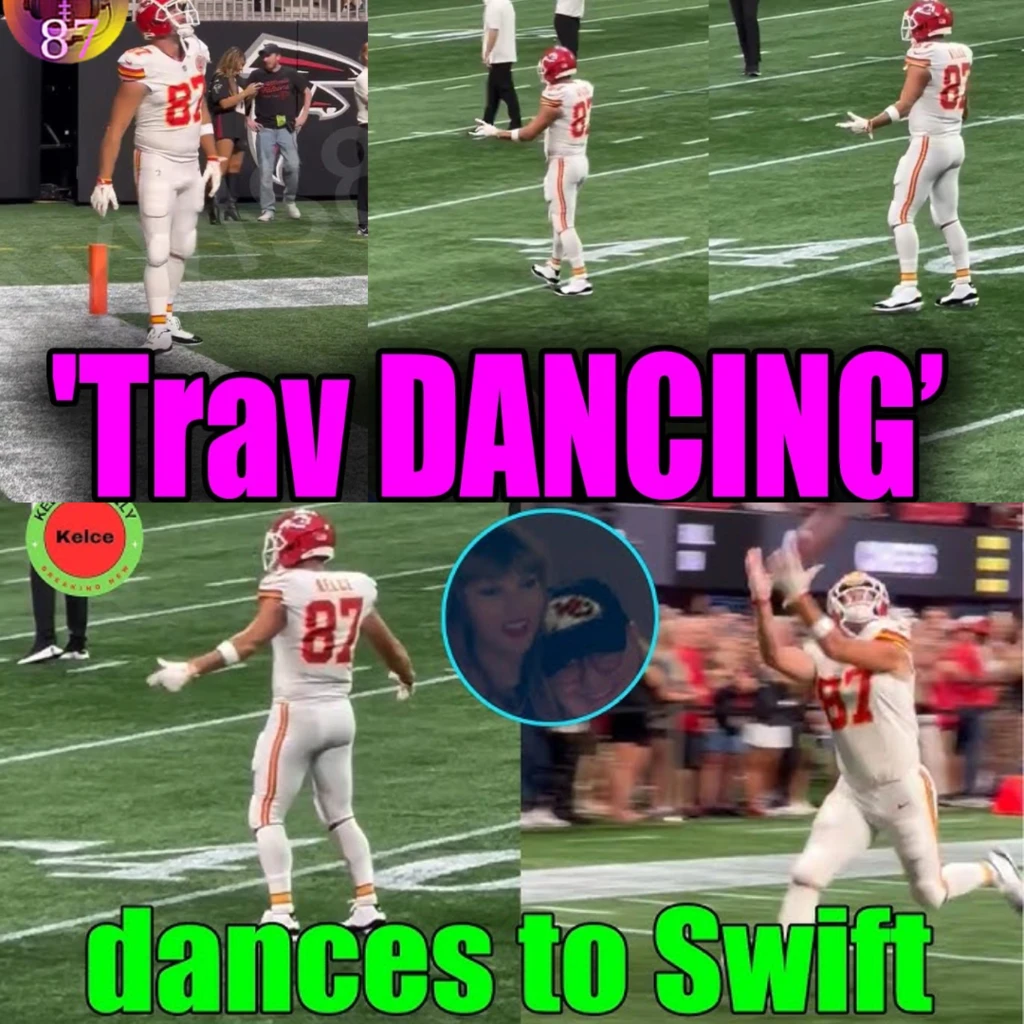 Travis Kelce dancing to Taylor Swift as he notice at VIP suite at ...