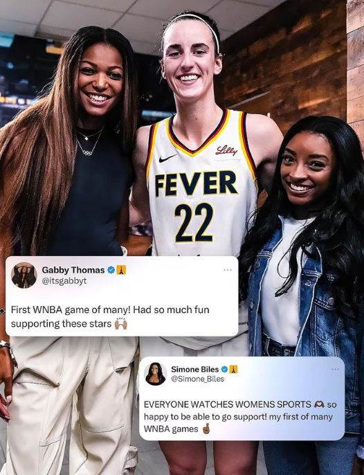 Simone Biles, Caitlin Clark and Gabby Thomas pose together in epic meeting - News