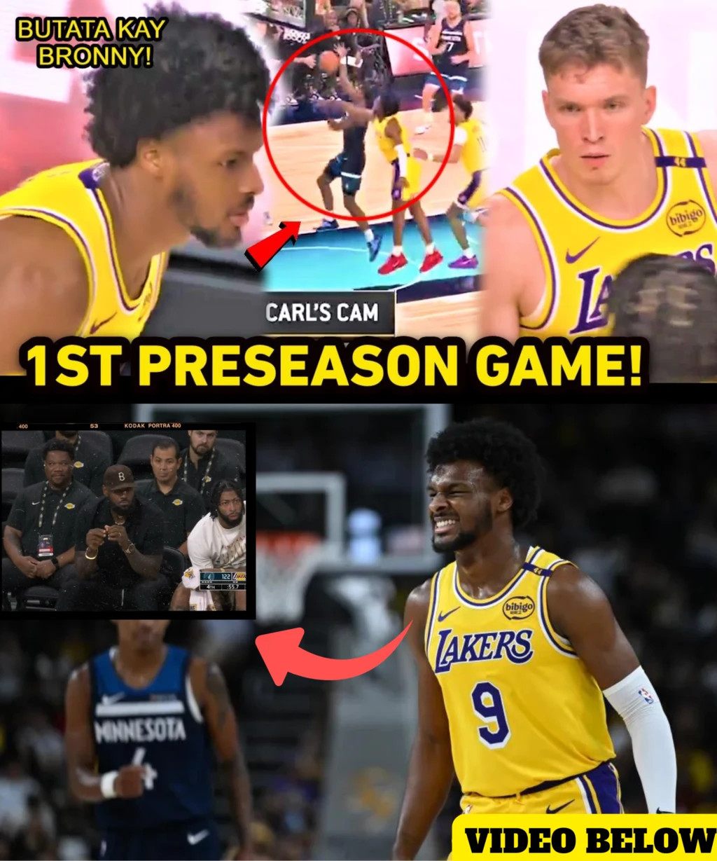Bronny James scores first bucket and has chase down block in first game ...