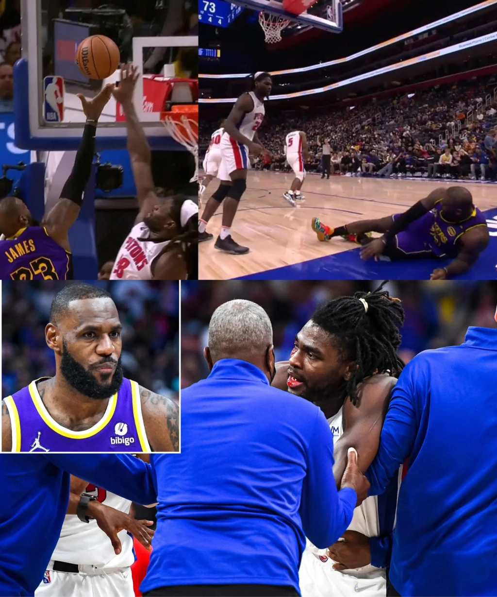 Isaiah Stewart stares down and has words for LeBron James after block 😳 ...