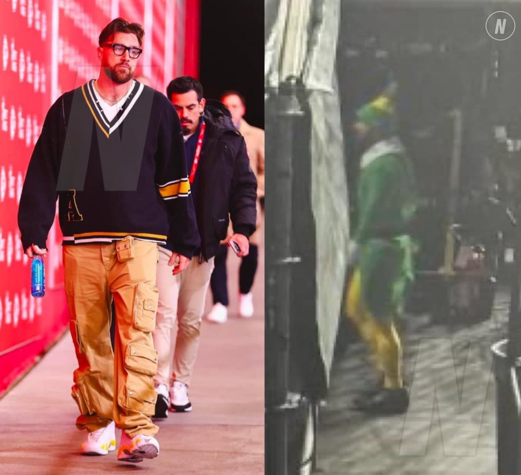 An Elf that looks like Travis Kelce has been SPOTTED behind the stage ...
