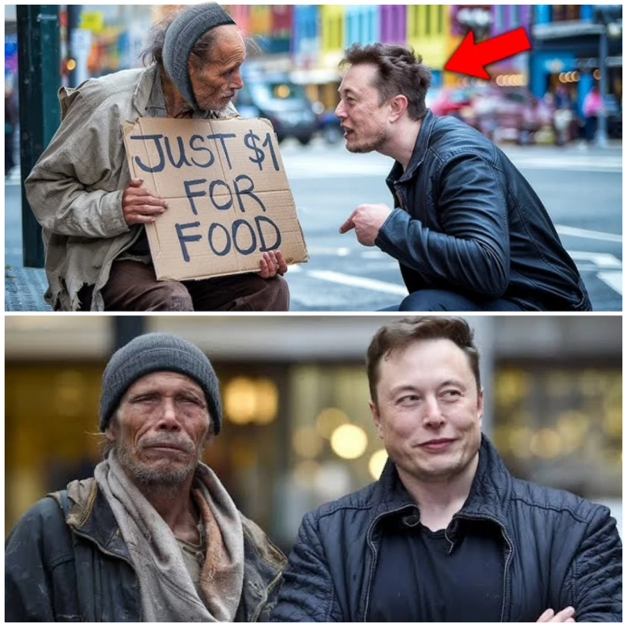 HOMELESS MAN asks ELON MUSK "Can you give me 1$?" Musk's response is ...