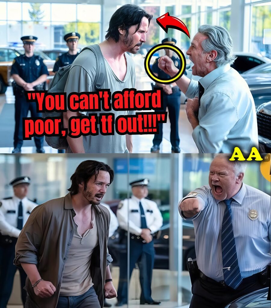 Keanu Reeves is kicked out with punch by the car dealership manager ...