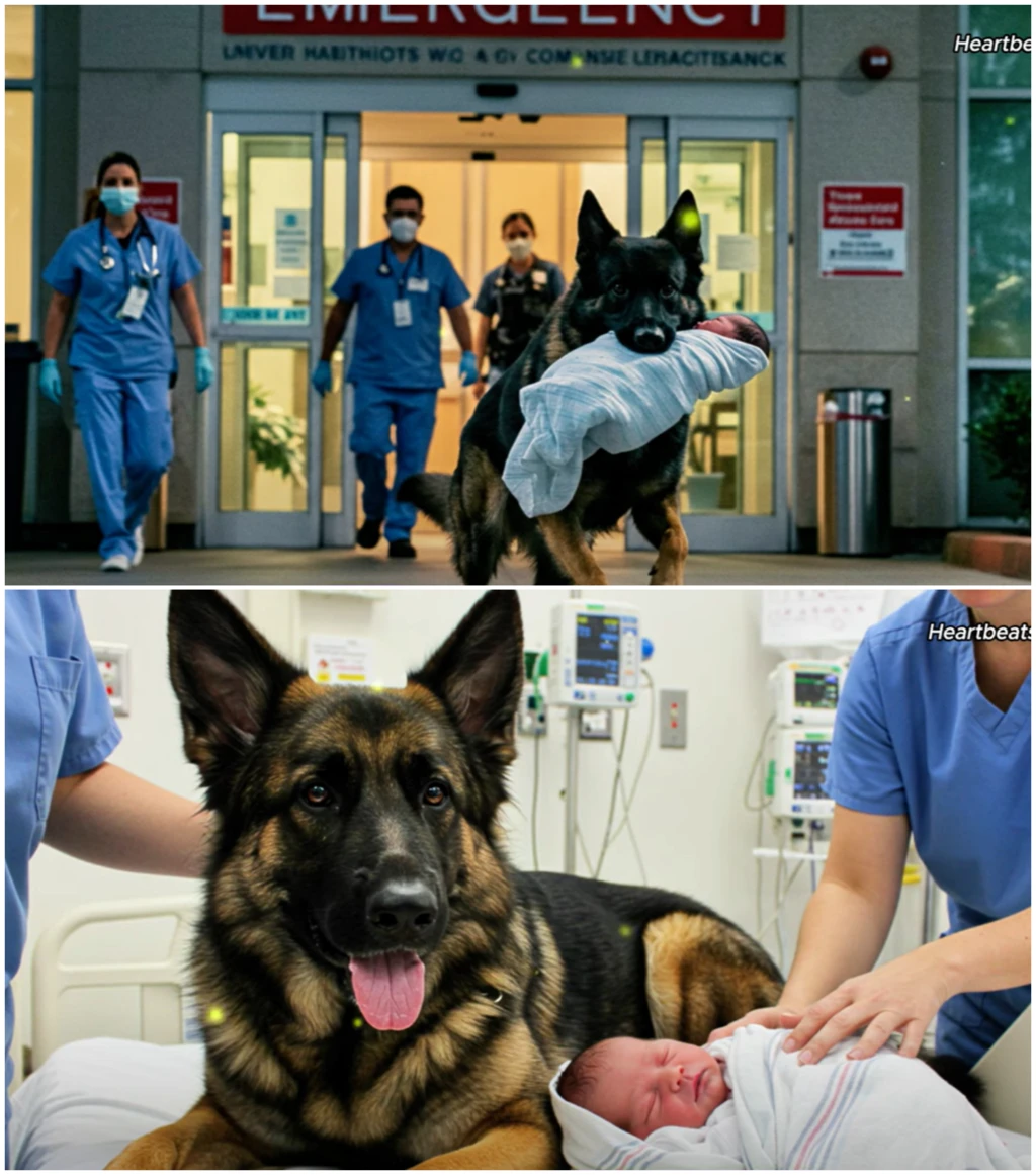 A K9 GERMAN SHEPHERD ARRIVES AT THE HOSPITAL WITH A BABY... THIS WILL ...