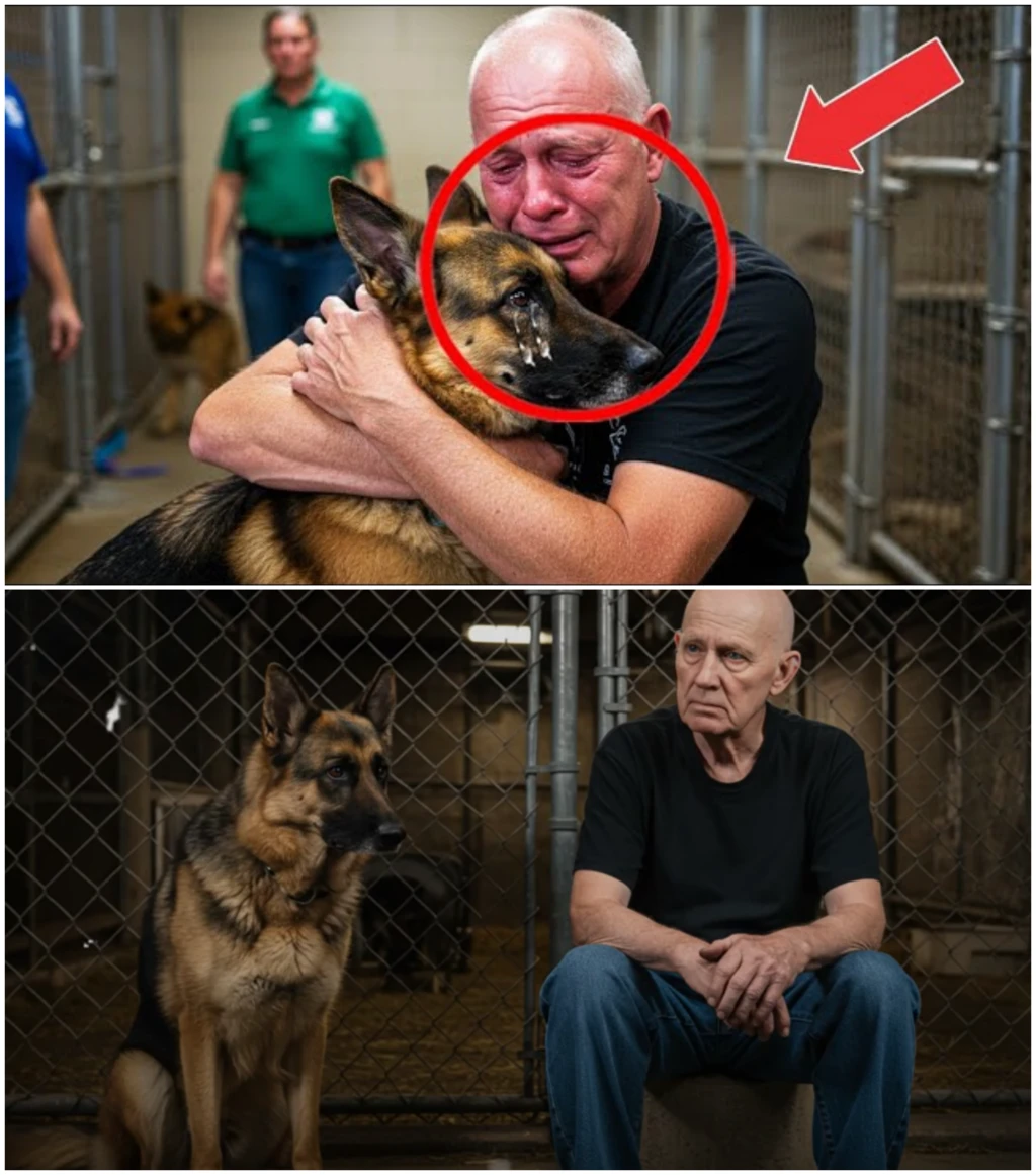 Old Man Kneels Beside Crying German Shepherd In Shelter. What Happens ...
