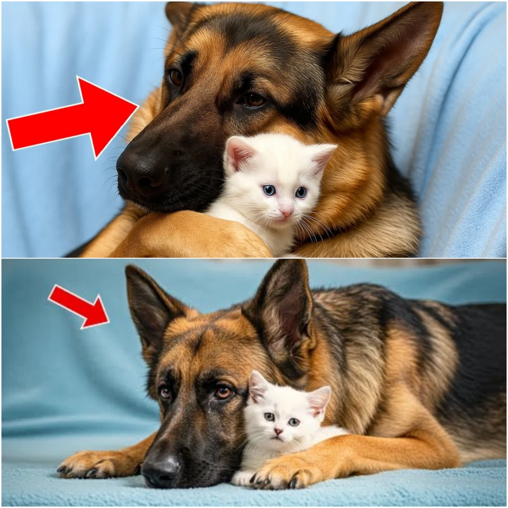 German Shepherd Keeps Hugging Crying Kitten - When Vet Learns Why, He ...