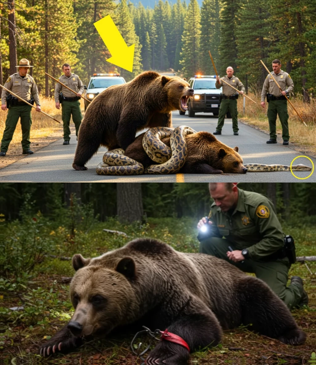 Rangers race to save Grizzly Bear from python. What the male bear did ...