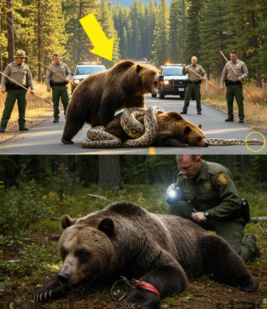 Rangers race to save Grizzly Bear from python. What the male bear did ...