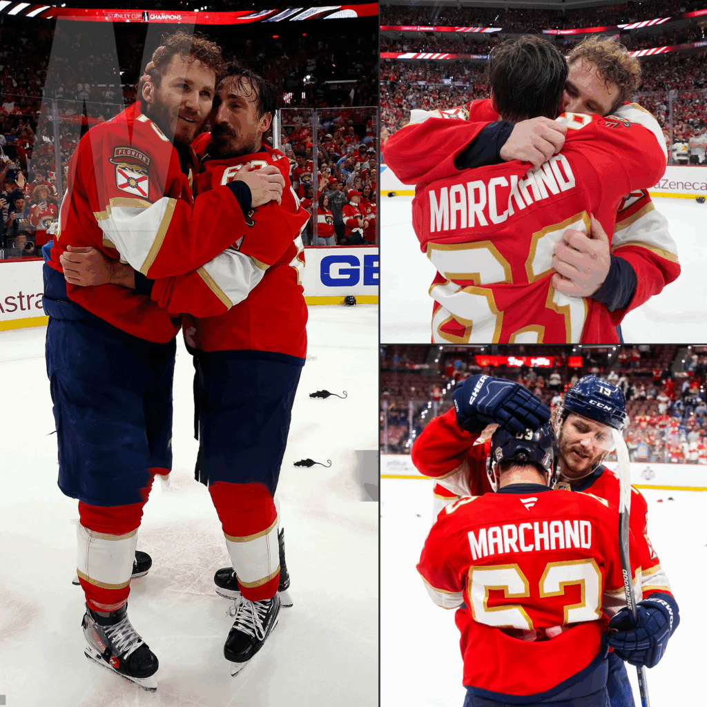 "F**king love you baby”: Brad Marchand and Matthew Tkachuk’s long hug ...
