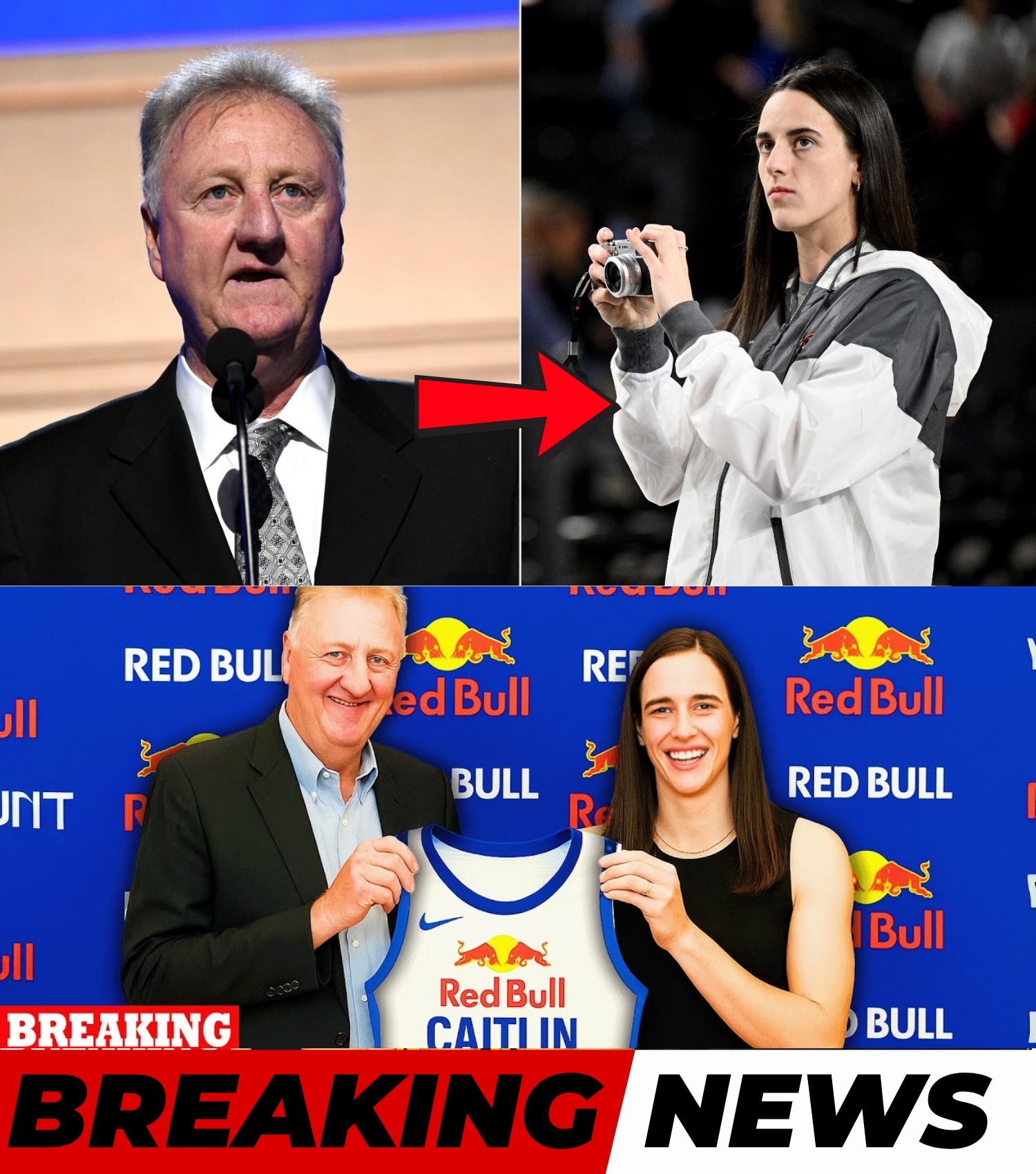 SPORTS BLOCKBUSTER! Larry Bird Gives Caitlin Clark $50 Million Red Bull ...