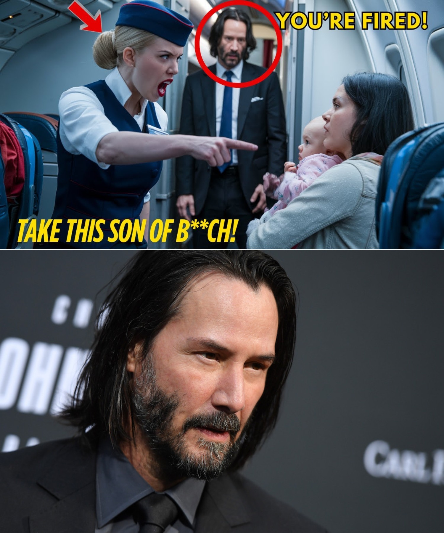 Flight Attendant Slaps Woman with Baby — Unaware That Keanu Reeves Was ...