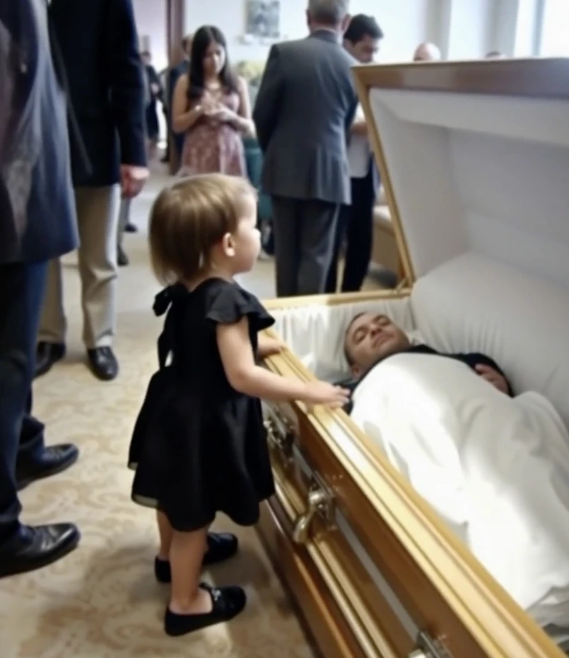 During her father’s funeral, a little girl looked at the coffin and ...