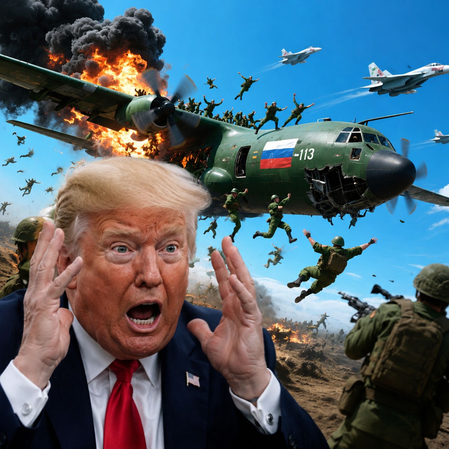 13 minutes ago! A Russian C-130J carrying 4,000 North Korean generals ...